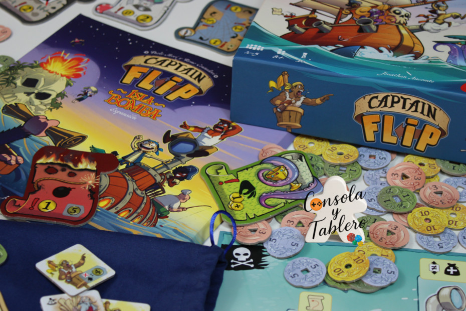 Plano Detalle: Captain Flip + Expansión Isla Bomba • Consola y Tablero